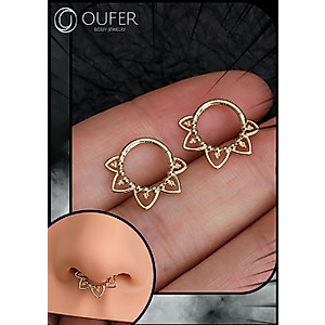 OUFER 16G Helix Piercing Jewelry, 14K Solid Gold Helix Earring Hoop,Cat Ear Design Cartilage Hoop Earrings, Daith Septum piercing Jewelry For Women And Men