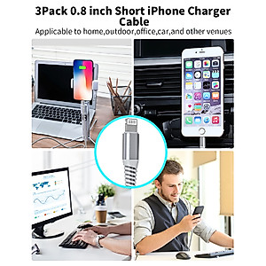 iPhone Charger, [MFi Certified] Lightning Cable 3Pack 8inch Nylon Braided iPhone Charger Cable 2.4A Short USB Fast Charging Data Sync Transfer Cord for iPhone 14 13 12 11 XS XR X 8 7 iPad iPod