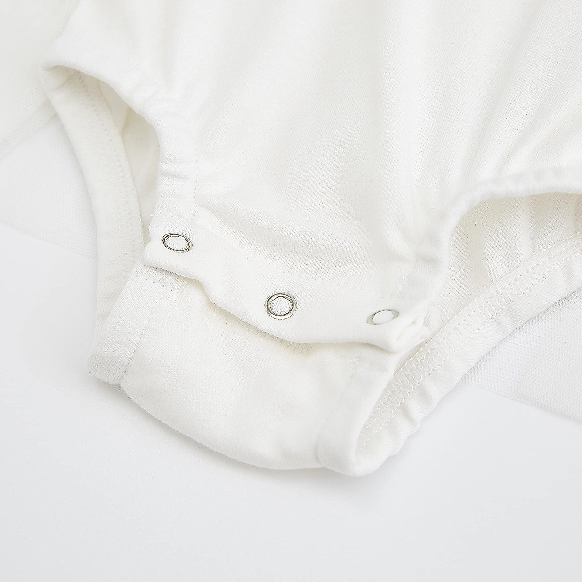 O2 BABY Organic Cotton Baby Girl Long Sleeve Ruffle Romper Tulle Dress Jumpsuit with Headband Outfit Set（0-3 Months, Ivory）