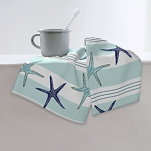 WOAIDY Coastal Starfish Hand Towel for Bathroom, Decorative Hand Towels for Bathroom and Beach, 15.7x27.5 Inches