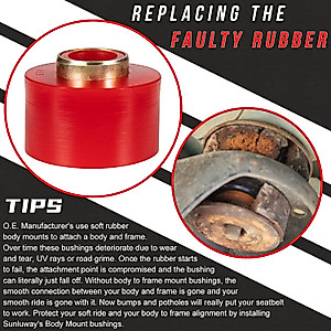 Upgraded Red Body Mount Bushing Set Kit Compatible with 1980-1998 Ford F150 F250 F350 2WD 4WD, Heavy Duty Polyurethane Body Cab Mounts Steel Sleeves and Hardware Replacement Kit 58PCS