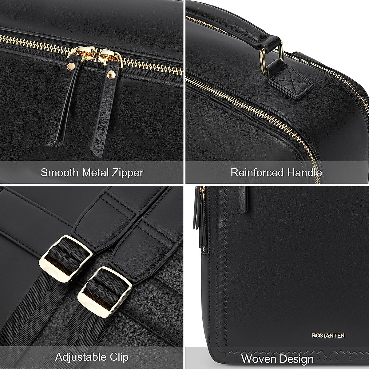 BOSTANTEN Leather Laptop Backpack for Women Large Capacity 15.6 inch Computer Bag Casual College Daypack Travel Bag Brown