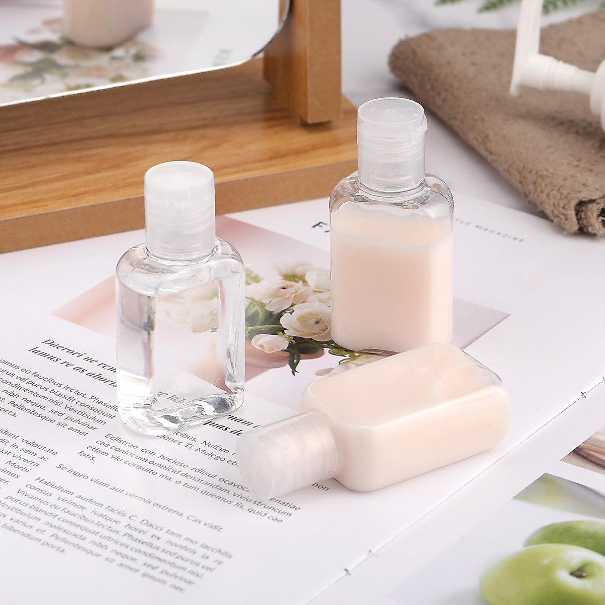 Boao 30 Pcs 1 oz/30 ml Portable Travel Bottle Clear Plastic Empty Bottle Refillable Reusable Containers for Travel Outdoor Camping Business Trip