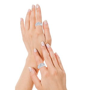 Jewelry Bliss 1 Carat Diamond Crossover Band in 10k White Gold, Birthstone of April Size 8