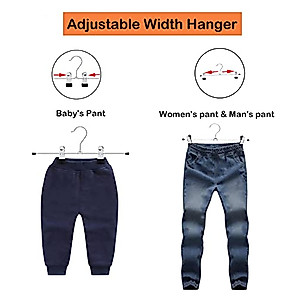Pants Hangers with Clips 20 Pack Skirt Hangers Adjustable Metal Slack Space Saving Hangers Clothes Hangers Ultra Thin Durable Hangers for Clothes Jeans Pants Skirt Trouser