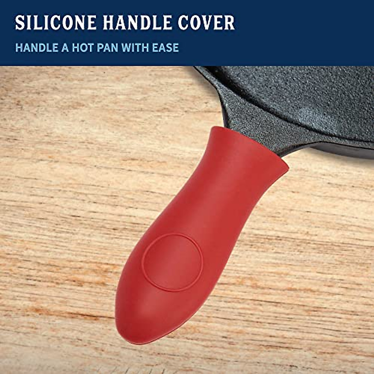 Country Living Pre-Seasoned Cast Iron Skillet, Oven Safe Frying Pans with Silicone Handle Sleeves, Durable Indoor and Outdoor Cookware, Set of Two, 6-Inch and 8-Inch, Black