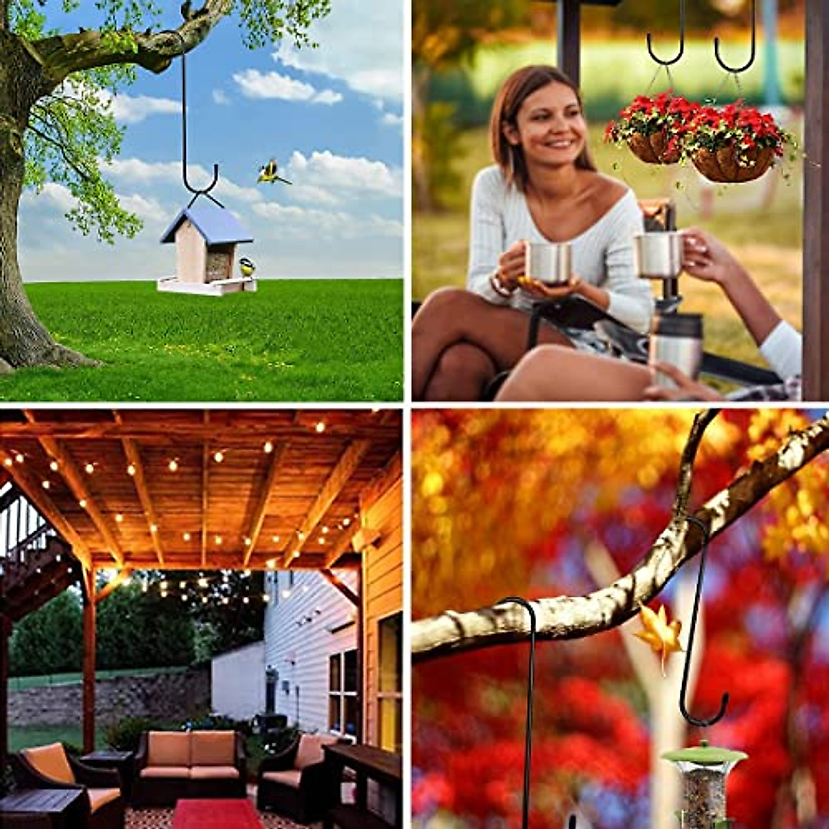 RUIBOLU Plant Hooks for Hanging, 6 Pack 10 inch Large S Hooks Heavy Duty Long for Hangers Plant Extension Hooks for Tree Branch, Utensils,Flower Basket, Garden, Patio, Indoor Outdoor Uses