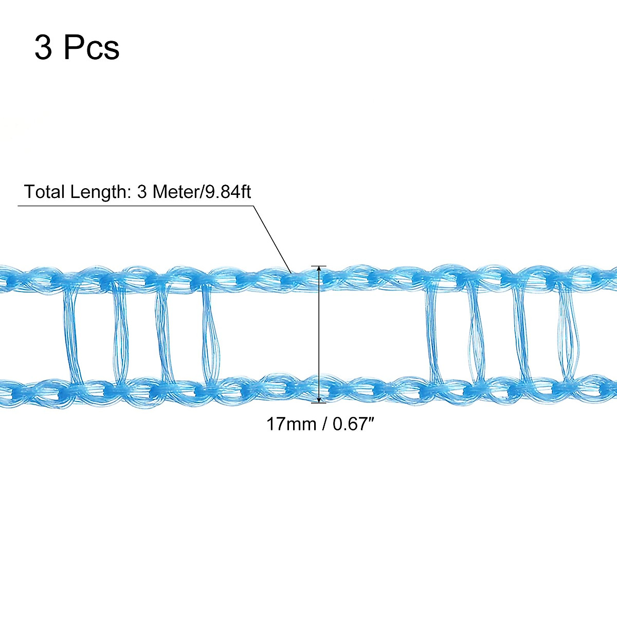 uxcell Portable Clothesline, 9.84ft Nylon Windproof Non-Slip Washing Line Rope for Courtyard Outdoor Travel Camping Laundry Drying, Blue 3 Pcs