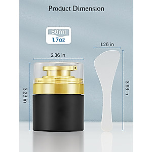 PARAKE Airless Pump Jars, 4-Pack 1.7 Oz Empty Moisturizer Pump Dispensers, Refillable LeakProof Vacuum Cosmetic Containers, Travel Airless Pump Bottles for Cream Lotion Skincare Toiletries (Black)