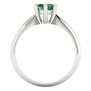 Clara Pucci 1.0 ct Marquise Cut Solitaire Simulated Emerald Engagement Wedding Bridal Promise Anniversary Ring 18K White Gold Size 8.5