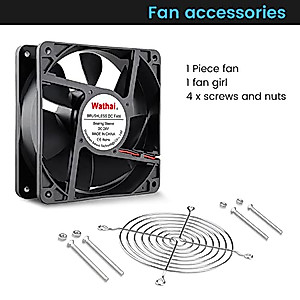 Wathai 2Pin 120mm x 38mm Brushless Cooling Case Fan 12V 2pin DC High Airflow Cooler Fan