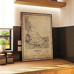 Idaho Map Print Idaho Map USA Map Art Idaho City Road Map Poster Vintage Gift Map
