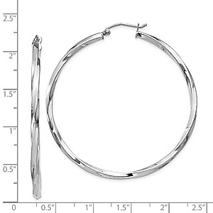 925 Sterling Silver Twisted Hoop Classic Loop Tube Earrings (53mm x 50mm)