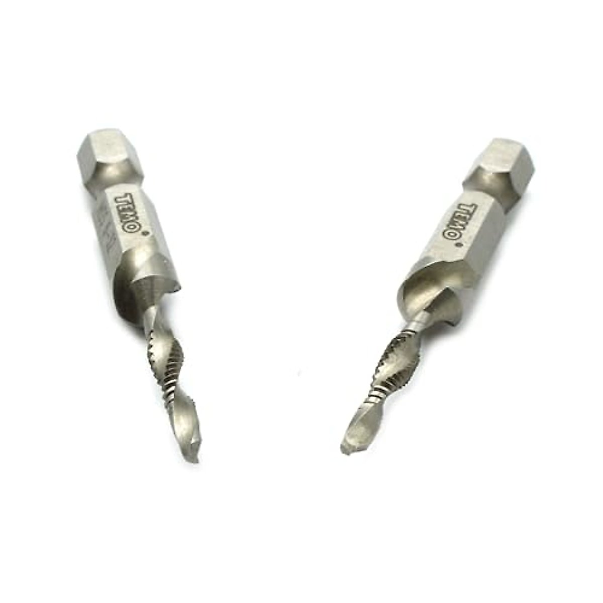 TEMO 2 pc 6-32 Combination Drill and Tap Multi Use Deburr Countersink Hex Bit