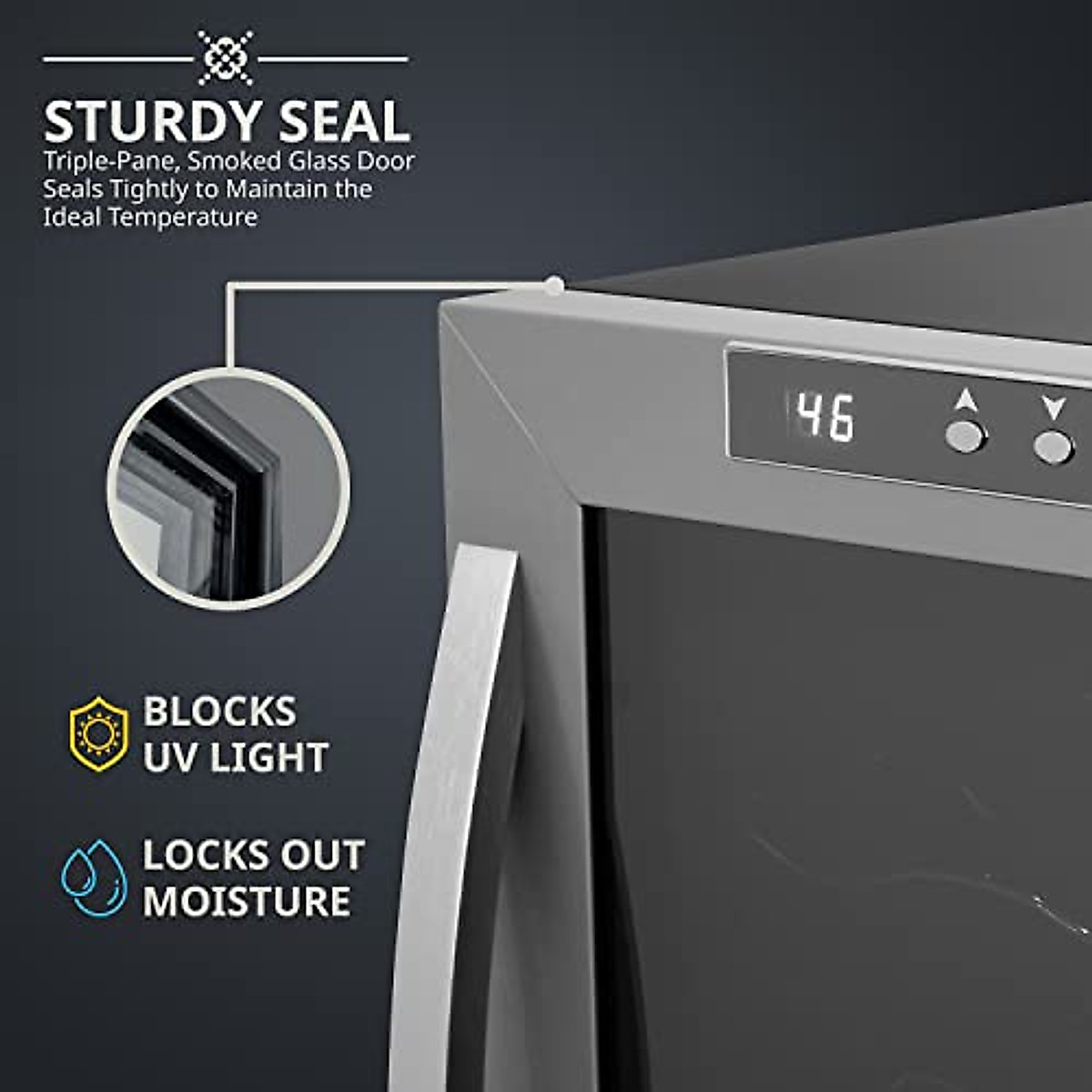 Schmécké 12 Bottle Thermoelectric Wine Cooler/Chiller - Stainless Steel - Counter Top Red & White Wine Cellar w/Digital Temperature, Freestanding Refrigerator Smoked Glass Door Quiet Operation Fridge