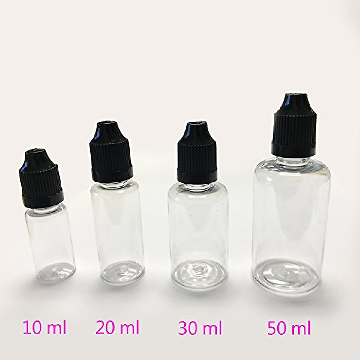 Magik 10~50 ML PET Dropper Bottles Squeezable Clear Eye Liquid Oil Empty Tip Cap Plastic Ejuice Childproof Filling Lot Sale (50 ml, Black, 20 Pack)