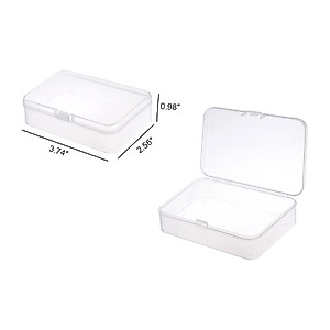 MULIANBOX Small Plastic Box with Lid 10 Pack 3.54x2.36x0.8 inch Clear Small Bead Containers Craft Storage Boxes for Beads, Jewelry Making, Sewing Findings, Clips, Pins