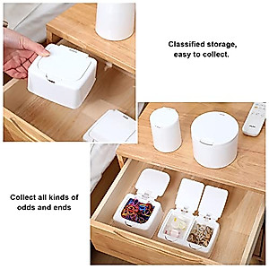 Hooshion Qtip Holder Dispenser with Lids, 4 Pack Plastic Cotton Swabs Dispenser for Vanity Makeup Organizer Storage, Qtip Holder Bathroom Set for Cotton Swab, Ball, Pads, Floss