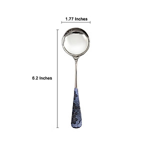 Stainless Steel Coffee Round Spoon,Korean Dessert Spoon,Hexagonal Pattern Mixed Color Tea Spoon for Home, Kitchen or Restaurant, Set of 4 Coffee Spoons, 6 Inches.