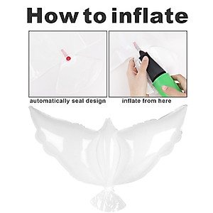 Eaezerav 35 Memorial Balloons & 4 White Dove Balloons to Release in Sky, Pigeon Bird Funeral Balloons Happy Birthday in Heaven Biodegradable Balloons Memorial Decorations