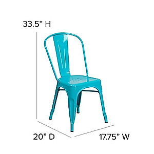 BizChair 4 Pack Crystal Teal-Blue Metal Indoor-Outdoor Stackable Chair - Kitchen Furniture