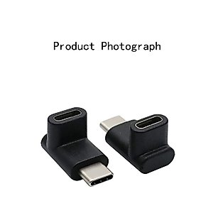 90 Degree Right Angle Type-C Male to Type-C Female Adapter 100W 40G,up and Down 90 Degree Type-c Plug to Jack Expansion Adapter is Suitable for Notebook Computers, Tablet Computers and Mobile Phones