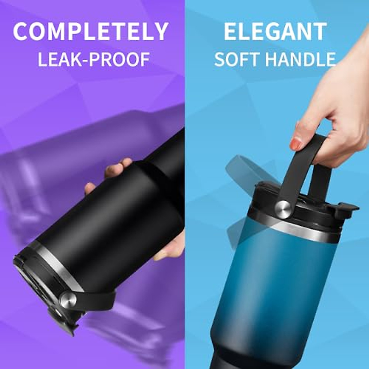 RRYFOUR 40 OZ Tumblers with Lid and Straw - Travel Coffee Tumbler Keep Cold-36H & Hot-12H, Wide Mouth Insulated Water Bottles for Work Sport Gym, Stainless Steel Tumbler Mug Leak Proof