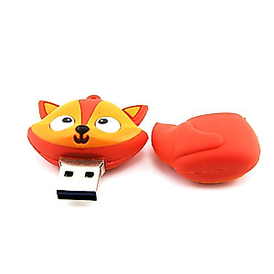 QICAIHU Novelty Fox Shape Design 64B USB 3.0 Flash Drive Cute Memory Stick Thumb Drive Data Storage Pendrive Cartoon Jump Drive Gift