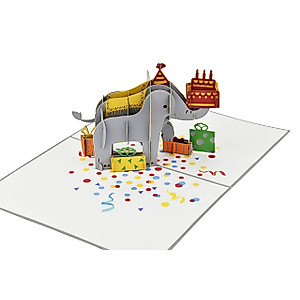 Teabug Cards Elephant Pop Up Card, Kid Birthday Card, Party Celebration Greeting Card