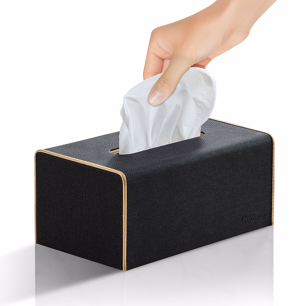 Cloudever Tissue Box Holder Cover Rectangular, Modern PU Leather Decorative Tissue Holders Organizer-Starry Black