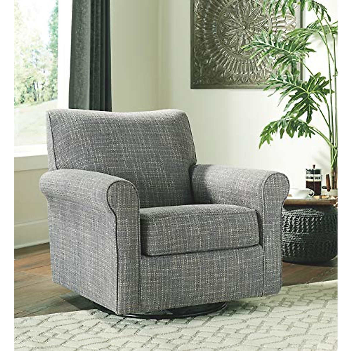 Signature Design by Ashley Renley 360-Degree Swivel Glider Nursery Accent Chair, Gray