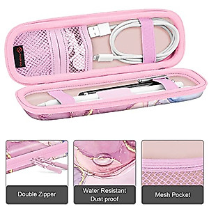 Fintie Holder Case for Apple Pencil (USB-C) & Apple Pencil (1st / 2nd Generation), PU Leather Protective Carrying Bag Sleeve Compatible with Apple Pen, USB Cable, Samsung Stylus, Dreamy Marble