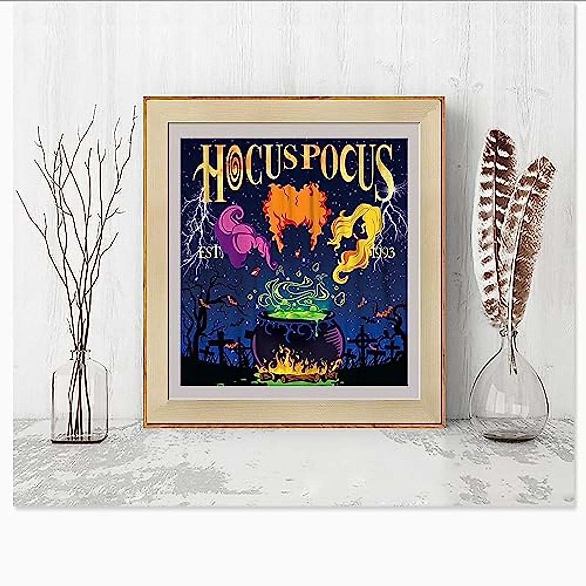 Halloween 5D Diamond Painting Kits for Adults Beginners, Round Full Drill Hocus Pocus Diamond Art Kit, DIY Witch Paint by Diamonds Dot Gem Art Kits,Home Wall Decor 13.7 X13.7inch