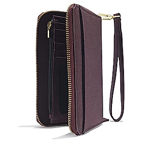 Carhartt Rugged Canvas Wallets for Women, Available in Multiple Styles & Colors, Nylon Duck Lay-Flat Clutch (Deep Wine), One Size
