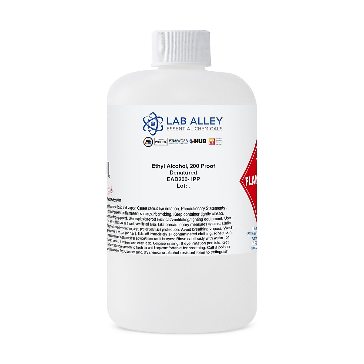 Lab Alley Denatured Ethanol 200 Proof, Great to Use for Fuel, Heating, and Cleaning - 1 Pint