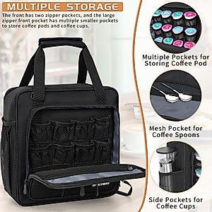 OUUTMEE Coffee Maker Carrying Bag Compatible with Keurig K-Mini or K-Mini Plus, Single Serve Coffee Brewer Portable Storage Bag with Extra Pockets, Storage Tote Case With Multiple Pockets for K-Cup