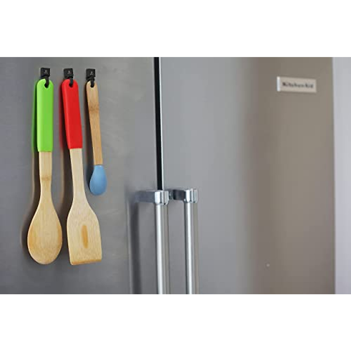 eBloom Adhesive Wall Hooks for Hanging Heavy Duty Rack Kitchen Gadgets, Storage Utensil Holder No Drilling Wall Mounted with 5 Magnetic Silicone Hooks for Kitchen Shower Hook Bedroom Office Classroom