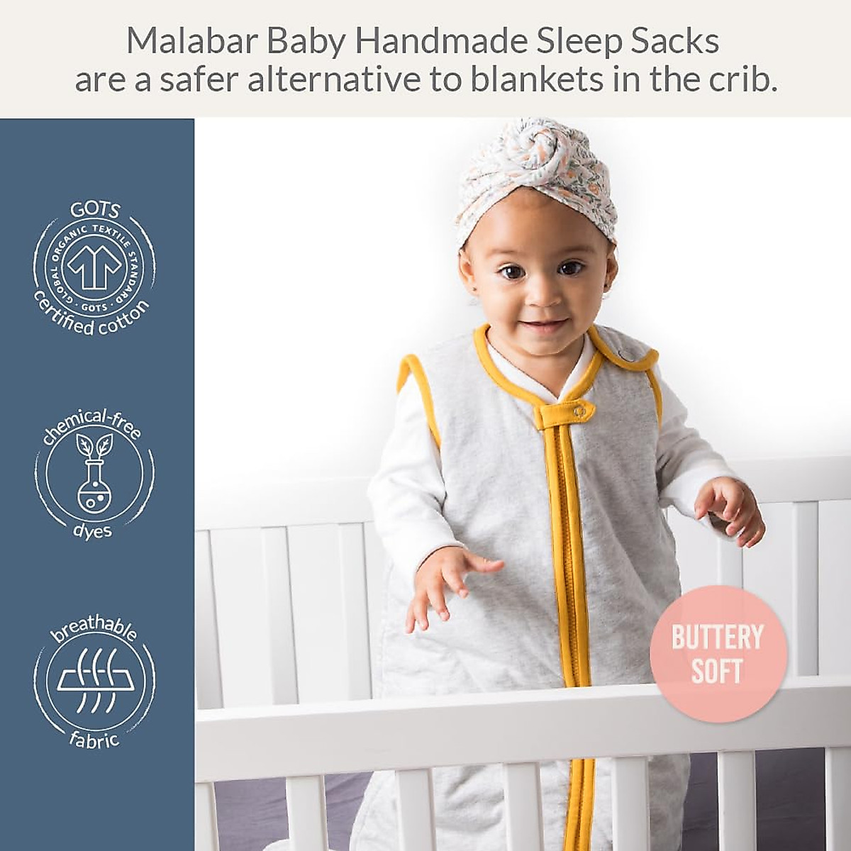 Malabar Baby Organic Cotton Lightweight Wearable Blanket, TOG 0.6 Baby Sleeping Sack for Newborns, Unisex, Erawan, Extra Large (36-48M)