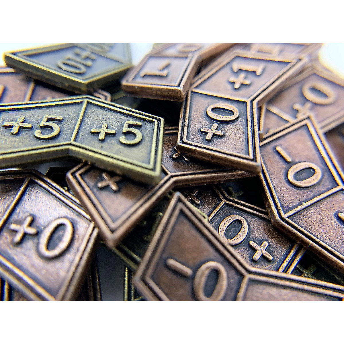 Citadel Black MTG Buff Counters Expansion Set of 30 Metal Tokens - with Velvet Drawstring Pouch, Antique Gold & Copper Finish Metal Tokens, Magic: The Gathering