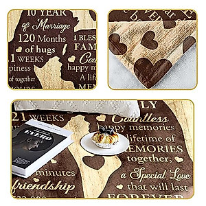 10 Year Anniversary Wedding Gifts for Wife Him Couples Blanket,10th Anniversary Wedding Gifts for Him Her Couple,10 Year Anniversary Tin Gifts,10 Year Anniversary Decorations,Throw Blanket 60"x50"