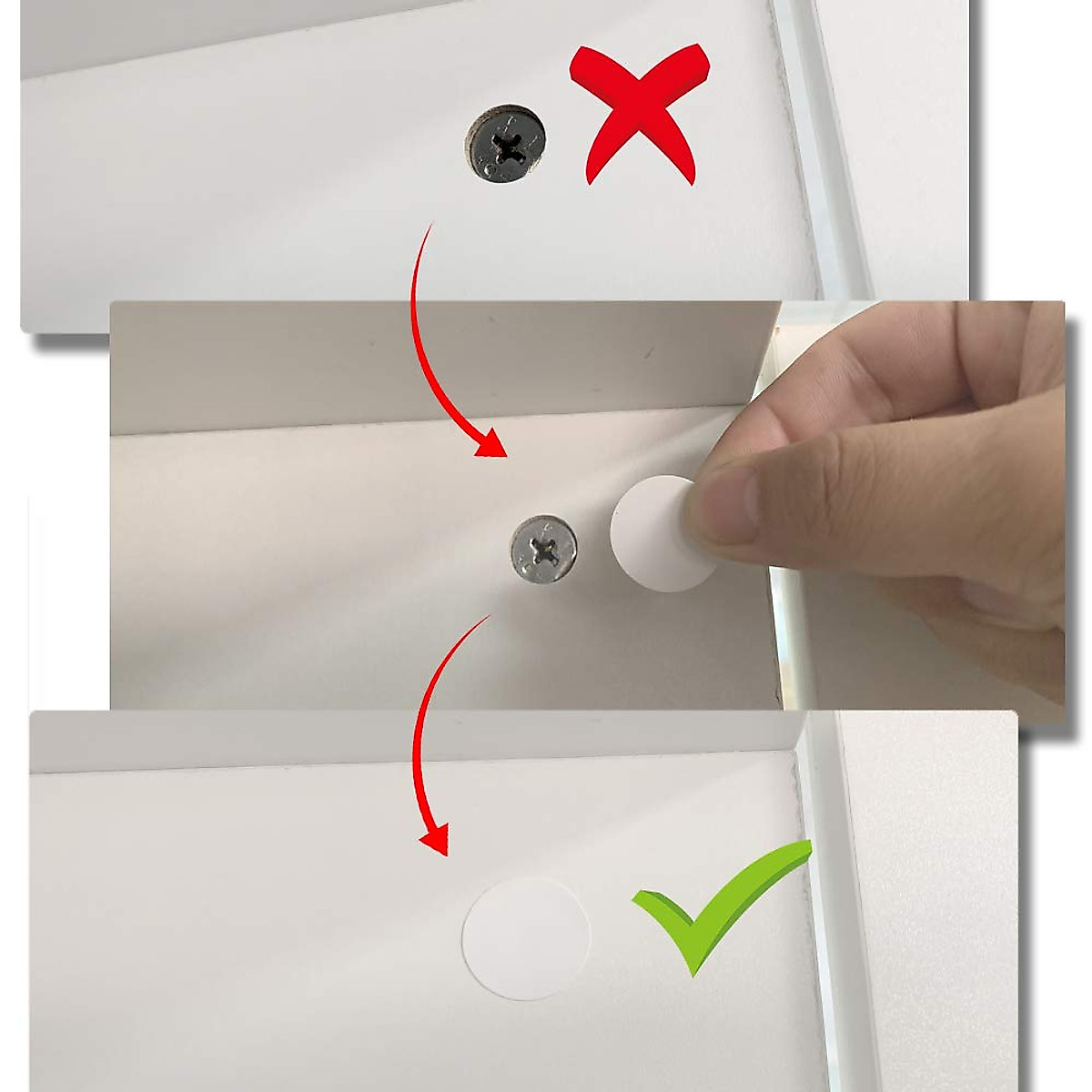 Self-Adhesive Screw Hole Stickers, 384pcs-0.59inch/15mm Self-Adhesive Screw Covers Caps Dust Proof Sticker for Wood Screw-White (384pcs-0.59inch/15mm)