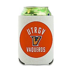 The University of Texas Rio Grande Valley Vaqueros Logo Can Cooler - Drink Sleeve Hugger Collapsible Insulator - Beverage Insulated Holder