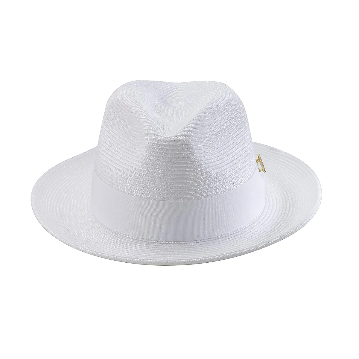MONTIQUE Men's Pinch Front Fedora Hat - Classic White Dress Hat for Men, Stylish Wide Brim Fedora, Perfect for Formal Events, Weddings, Church, and Everyday Wear, Comfortable
