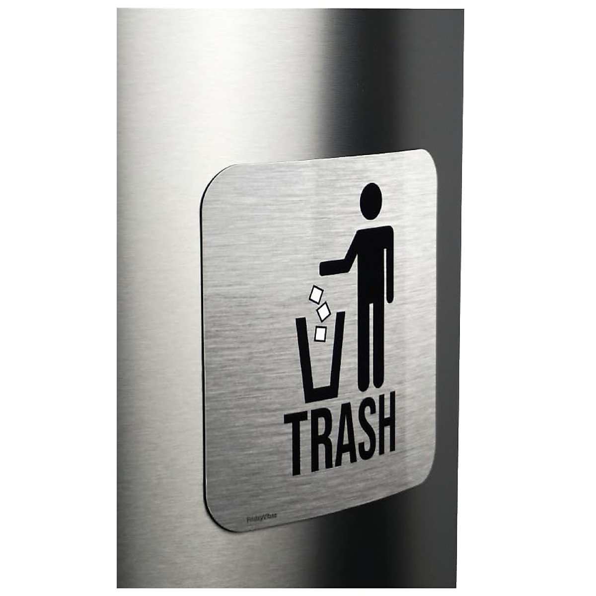 Recycle and Trash Magnets for Kitchen Trash Cans and Recycling Bins, Indoor Trash and Recycle Magnet Combo for Garbage Can Logo Symbol, 2 Magnetic Sticker Adhesives, 5.5 Inch Square, Outdoor Waste Bin