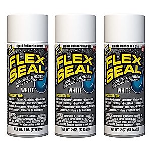 Flex Seal Mini, 3-Pack, White, Stop Leaks Instantly, Waterproof Rubber Spray On Sealant Coating, Travel Size, Perfect for Gutters, Wood, RV, Campers, Roof Repair, Skylights, Windows, and More