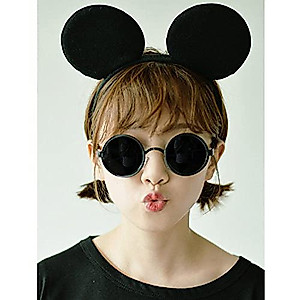 CHuangQi 20pcs Mouse Ears Headband, Solid Black