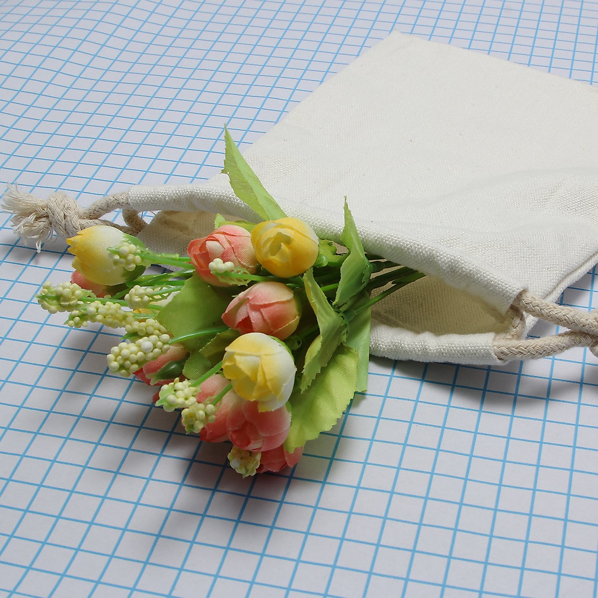 FunLavie 6 PACK Cotton Muslin Bags 5.9" x 7.9" Small Canvas Drawstring Bag for Multipurpose Storage