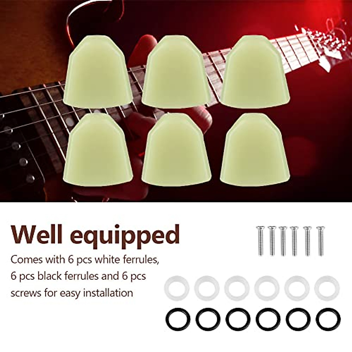 Tuning Peg Button, RiToEasysports 6 PCS/Set Tuning Pegs Machine Heads Acrylic Buttons for Acoustic Electric Guitar(Green)
