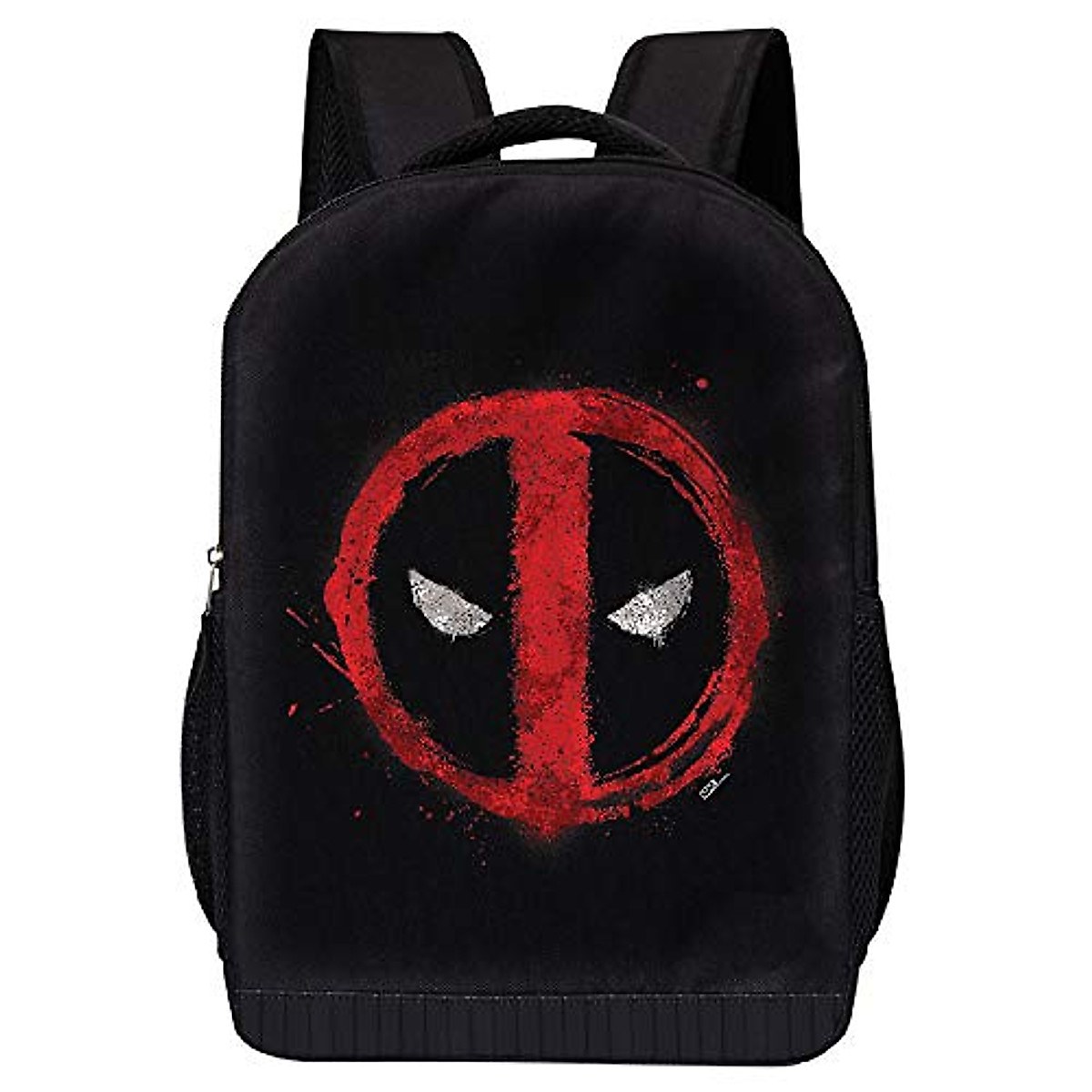 MARVEL COMICS CLASSIC DEADPOOL BACKPACK - MARVEL BLACK DEADPOOL 18 INCH AIR MESH PADDED BAG (Deadpool Logo Spray 2)