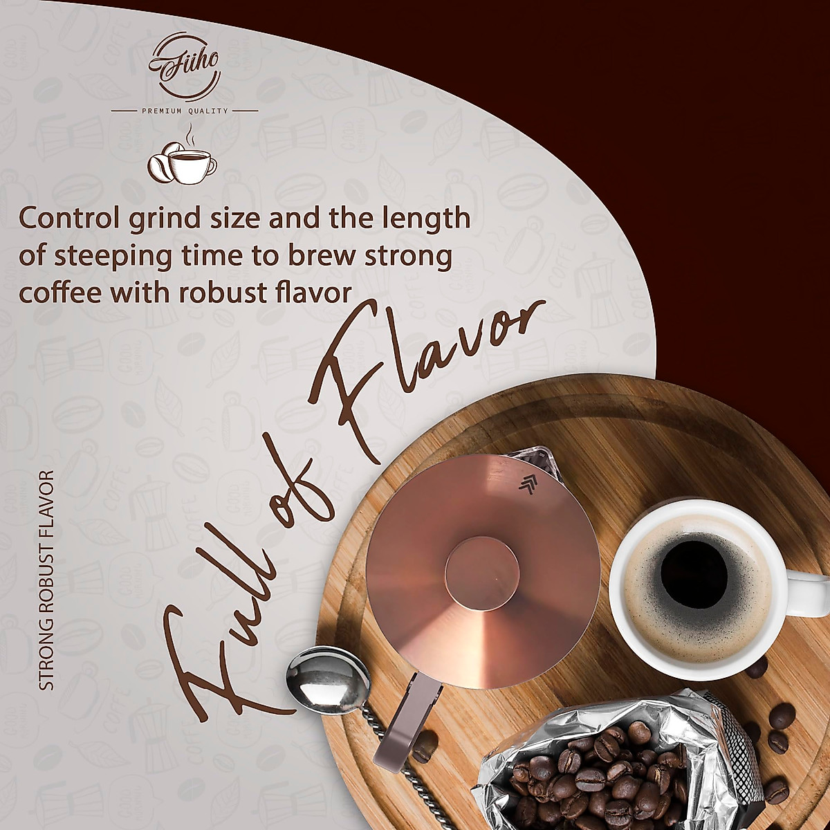 French Press Coffee Tea Maker（34oz）,304 Stainless Steel Coffee Press with 4 Filters Screen-100% No Residue -German Heat-Resistant Borosilicate Glass- BPA FREE -Dishwasherable，Copper